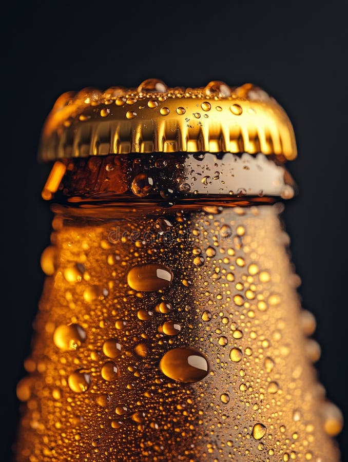 Close-up of a Beer Bottle with Condensation Droplets. Stock Image ...