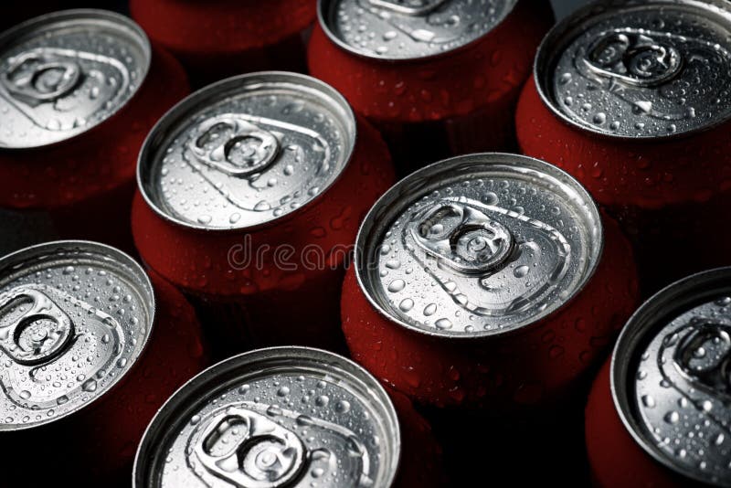 Beer cans view stock photo. Image of canister, droplet - 179621854
