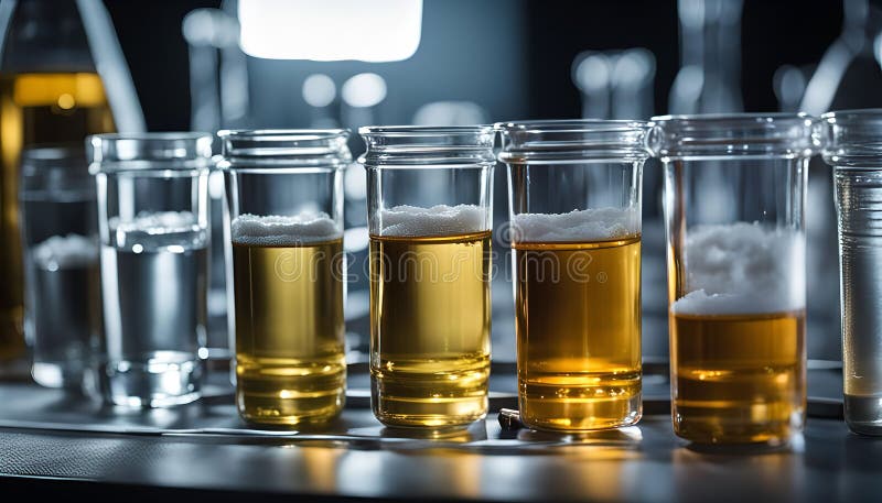 Close-up of Beer Samples in Laboratory Stock Illustration ...