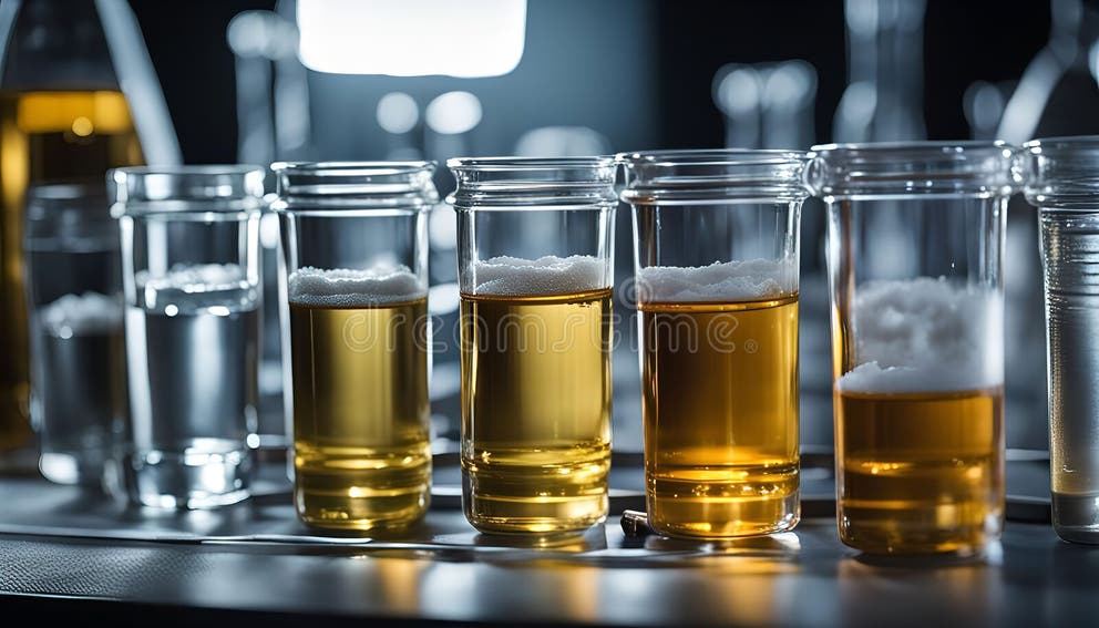 Close-up of Beer Samples in Laboratory Stock Illustration ...