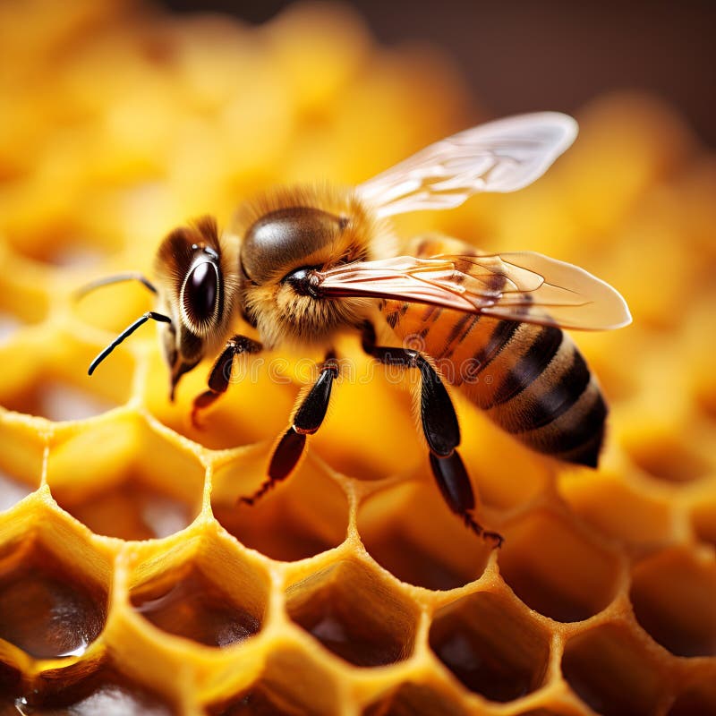 Close-up of Bees Constructing Honeycombs, a Fascinating Display of ...