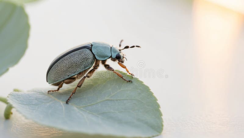 Close Up of a Beetle on a Hydrangea Leaf High Quality Image. Stock ...