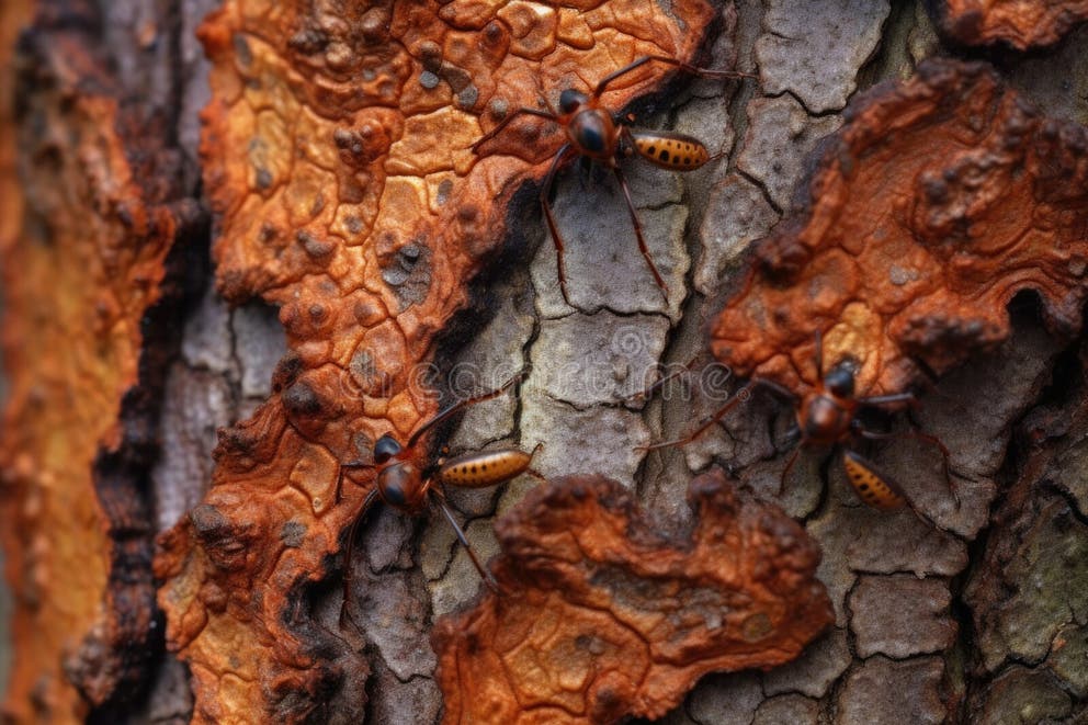 Close-up of Beetle-infested Bark Texture Stock Illustration ...