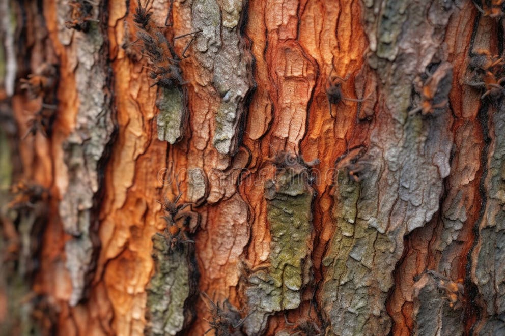 Close-up of Beetle-infested Bark Texture Stock Illustration ...