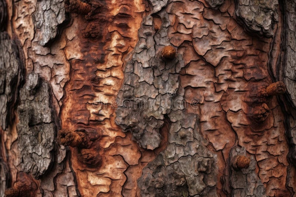 Close-up of Beetle-infested Tree Bark Texture Stock Illustration - Illustration of bark, decay ...