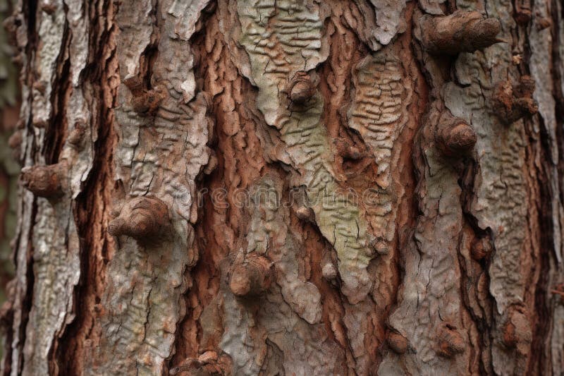 Close-up of Beetle-infested Tree Bark Texture Stock Illustration ...