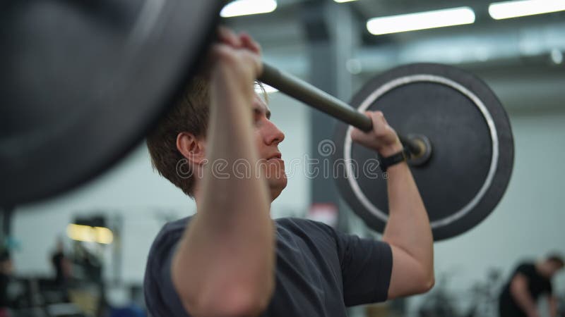 Close-up of Beginner Bodybuilder at Gym in Workout, Doing Exercise for ...
