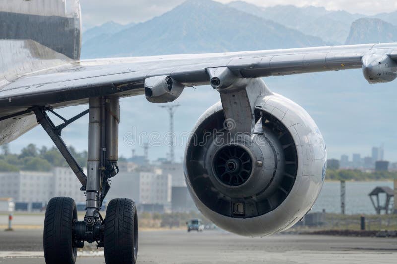 Close-up Behind of a Passenger Jet on the Runway Stock Illustration ...