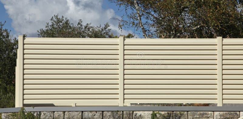 Beige Aluminum Privacy Screen for a House Stock Photo - Image of ...