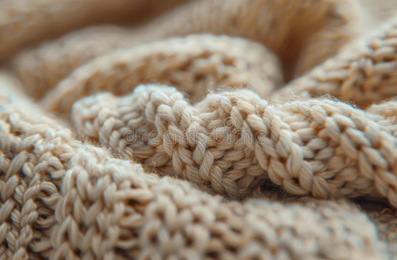Close Up of Beige Cable Knit Fabric Texture Stock Image - Image of ...