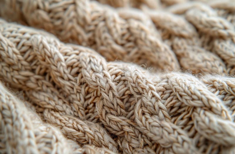 Close Up of Beige Cable Knit Fabric Texture Stock Image - Image of warm ...
