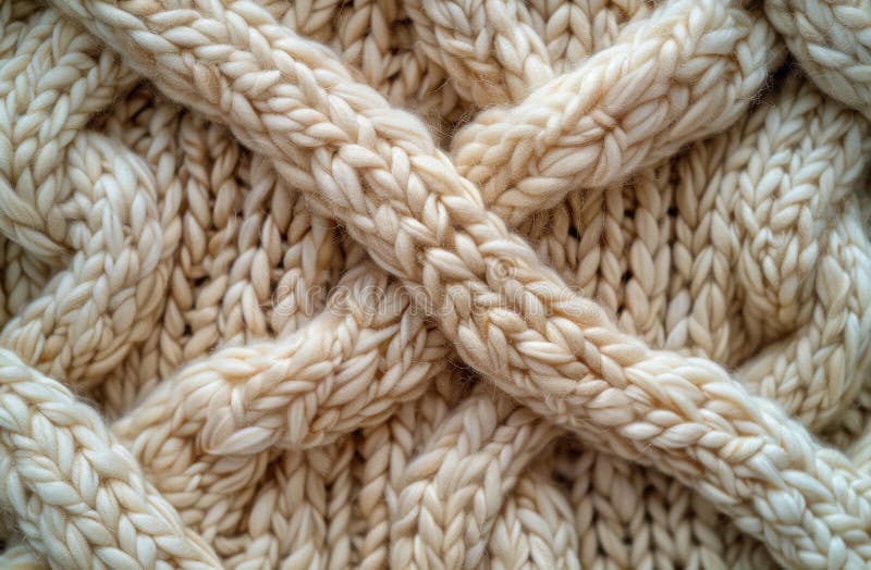 Close Up of Beige Cable Knit Fabric Texture Stock Photo - Image of ...