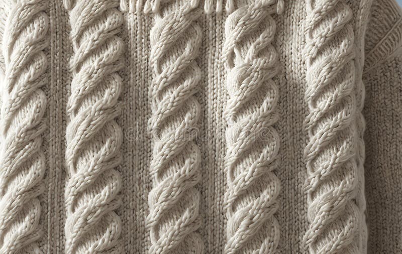 Close-up of Beige Cable Knit Sweater Texture Stock Image - Image of ...