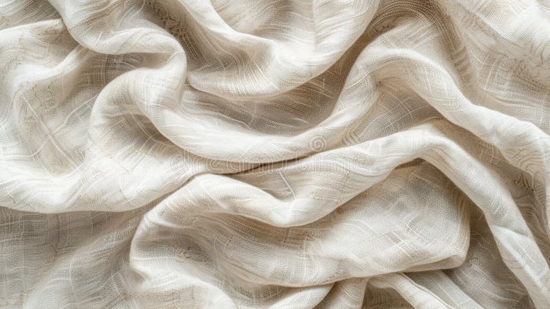 Close-up of Beige Crumpled Linen Fabric, Full Frame Stock Illustration ...
