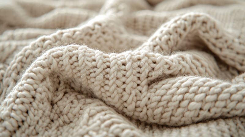 Close-up of a Beige Knitted Blanket with Intricate Textures. Stock ...