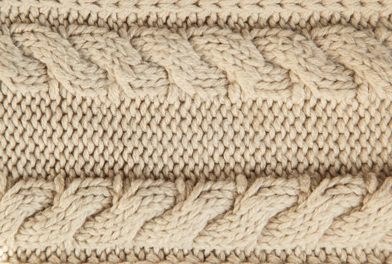 Close Up of Beige Knitted Winter Sweater with Pattern As Textured ...