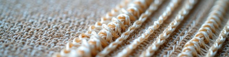 Close-up of Beige Natural Fiber Rope on Woven Textile Surface Stock ...