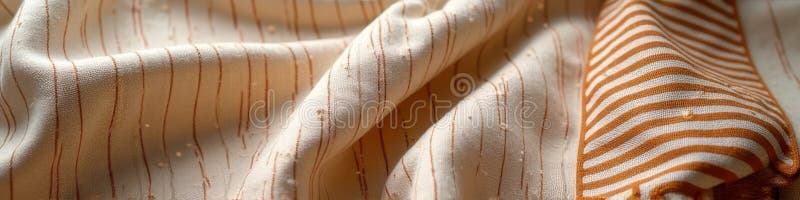 Close-up of Beige and Orange Striped Fabric with Texture and Patterns ...