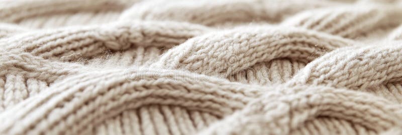 Close-up of Beige Wool Knit Texture Highlighting Cable Knit Pattern ...