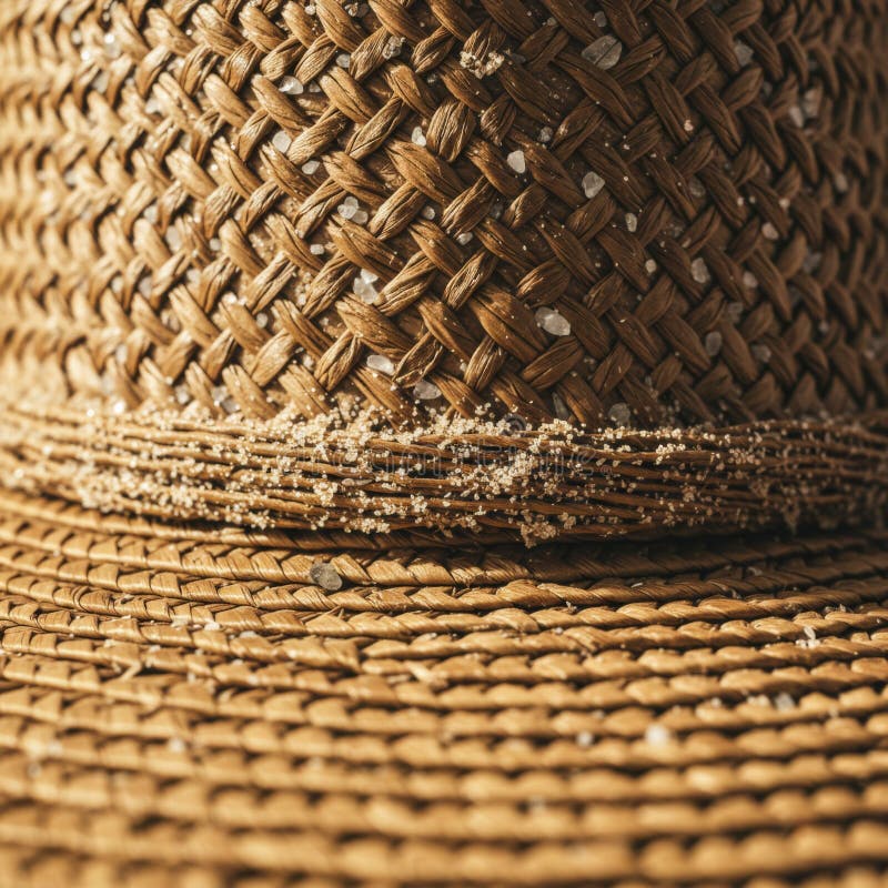 Close-Up of Beige Woven Straw Hat with Sand Stock Illustration ...