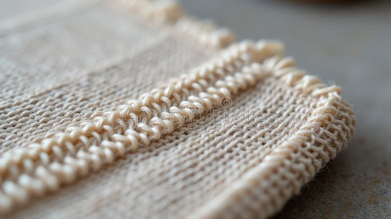 Close-up of Beige Woven Textile with Intricate Yarn Patterns Stock ...