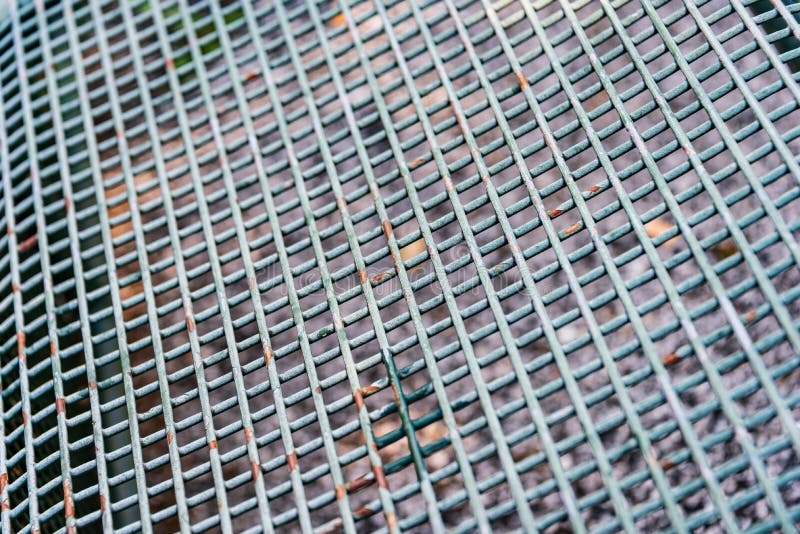 Close-up of a Bench Made of Metal Rods. Abstract Background, Selective ...
