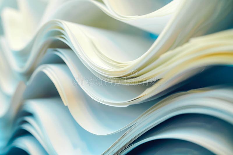 Close-up of a Bending Stack of Paper in the Office Stock Illustration ...