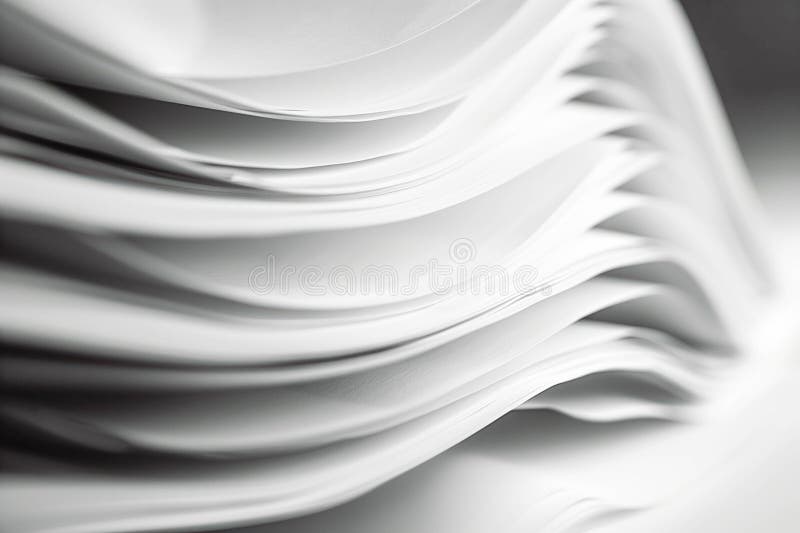 Close-up of a Bending Stack of Paper in the Office Stock Illustration ...