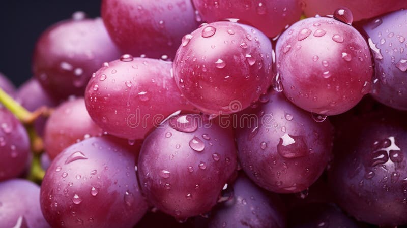 Close-up of Berries of Dark Bunch of Grape with Water Drops. Stock ...
