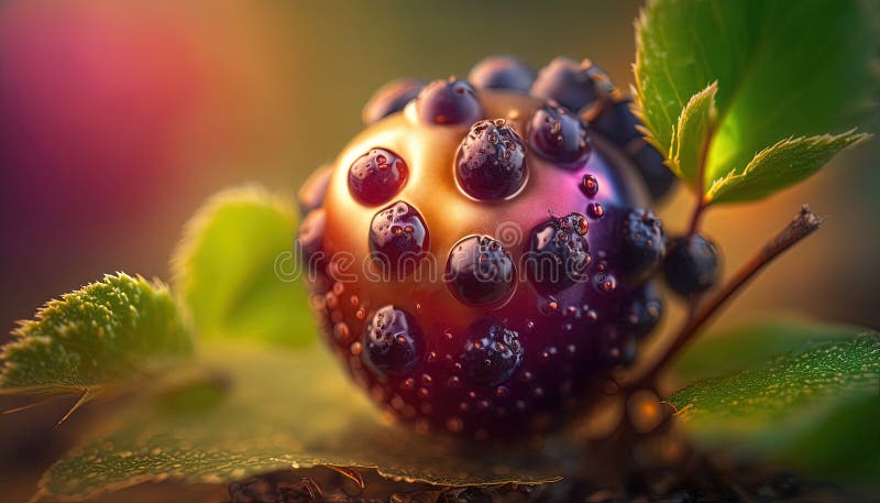 A Close Up of a Berry with Water Drops on it Stock Illustration ...