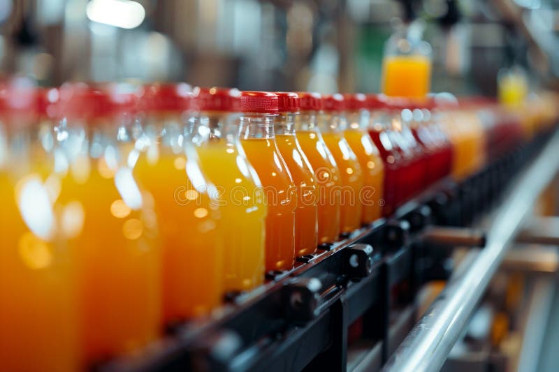 A Closeup of a Beverage Factory Production Line Shows the Complex and ...