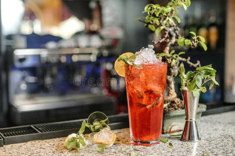 Close-Up of a Beverage on a Table Stock Image - Image of container ...