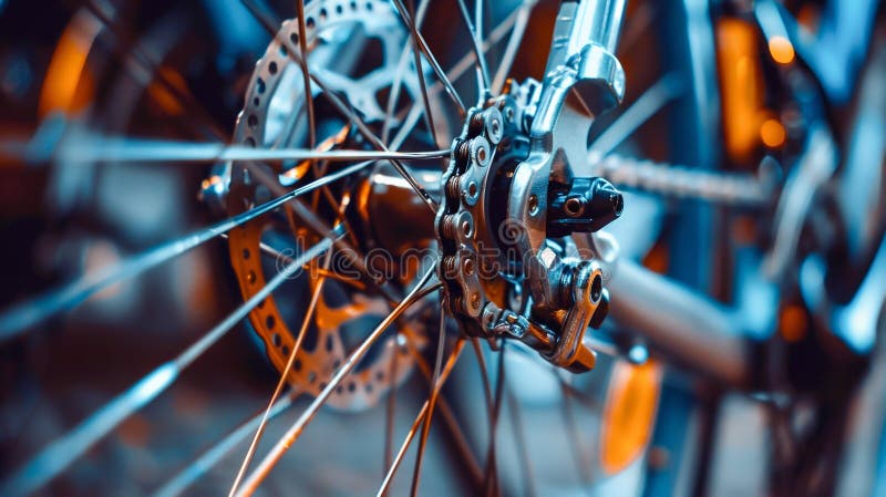 Close-Up of Bicycle Disc Brake System. Generative Ai Stock Illustration ...