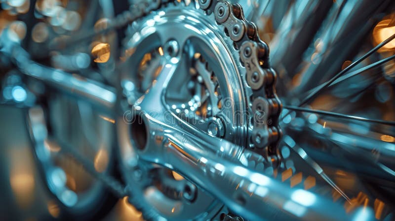 Close-up of a Bicycle Gear and Chain in Motion, Mechanical Details and ...