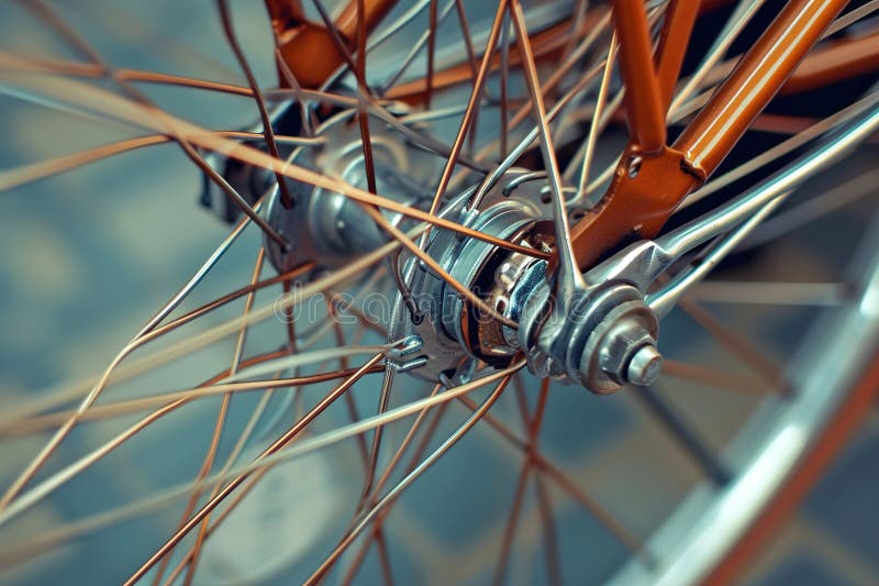 Close-up Bicycle Wheel from a Unique Angle, Showcasing the Spokes and ...