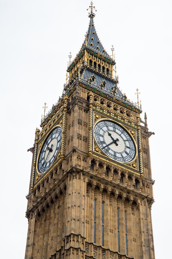 Close Up of Big Ben, from Below. Cloudy Day. London, UK Stock Photo ...