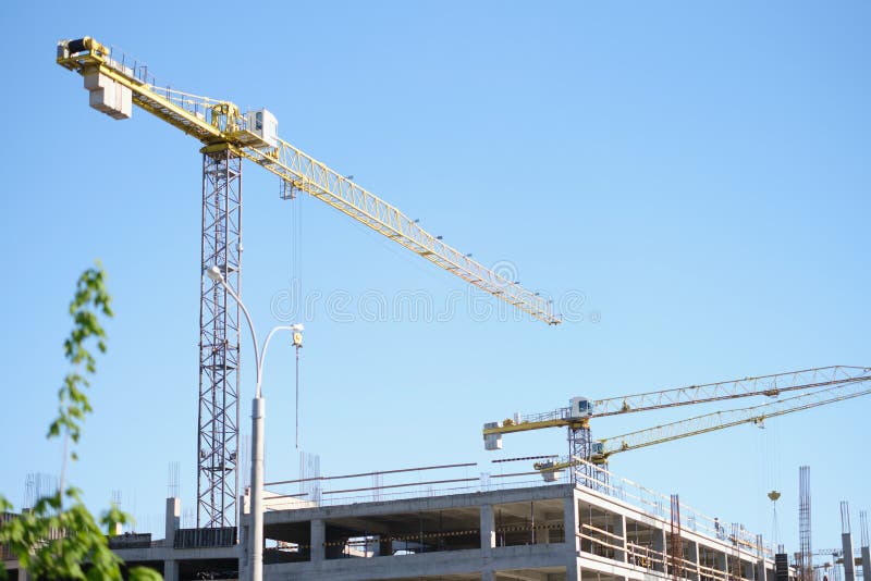 Big Construction Site Include Several Cranes Working on Building ...