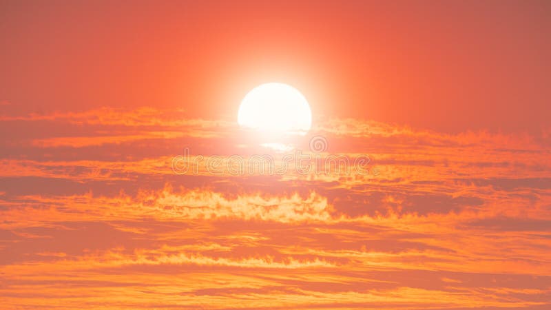 Big Sun with Clouds and a Beautiful Orange Sky Stock Image - Image of ...