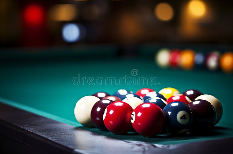 Billiard Balls Racked on Pool Table Stock Photo - Image of multicolor ...