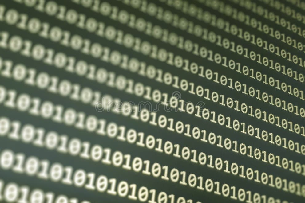 Close-up of Binary Code in Green Background, Representing Digital Technology and Computer ...