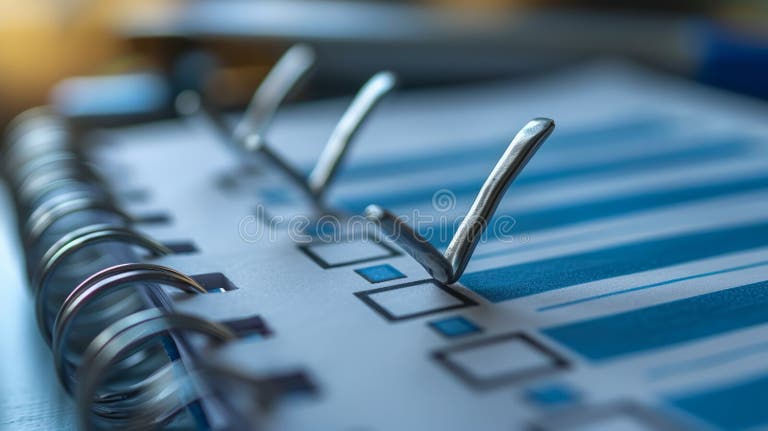 Close-up of Binder Rings and a Checklist in an Office Setting. Stock ...