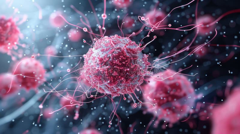 Close-up of Biological Cells Under a Microscope, Highlighting the ...