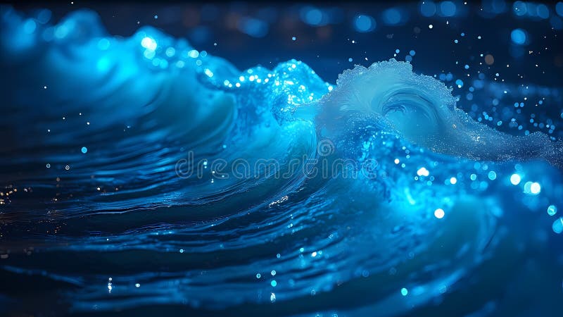 Close Up of a Bioluminescent Wave at Night Stock Photo - Image of ...