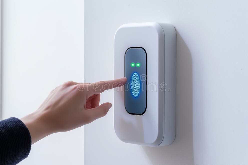 Close-Up of Biometric Access Control Device Modern Fingerprint Scanner ...