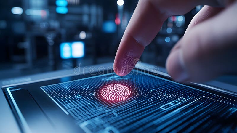 Close-Up of a Biometric Fingerprint Scanner in Use Stock Illustration ...