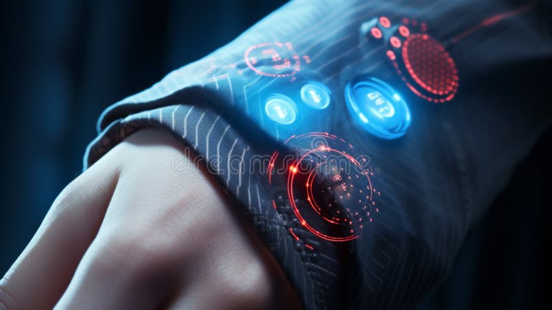 Close-Up of Biometric Sensor Embedded in Fabric Stock Illustration ...