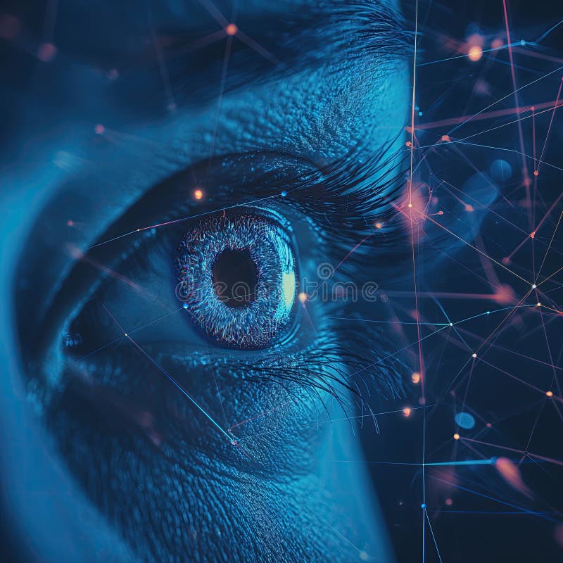 Close-Up Biometrics of Eye, Lines and Network Points Stock Image ...