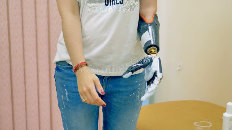 Close Up of Bionic Hand is Being Hold by the Professional. Stock ...