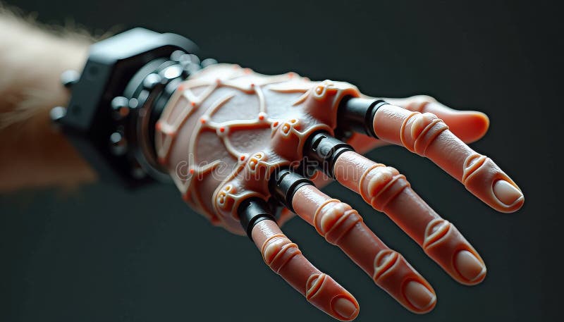 A Close-up of a Bionic Prosthetic Hand, Covered with a Realistic Skin ...