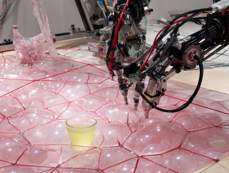 Close-up of a Biopolymeric Structure Constructed by a Robotic Arm in a ...